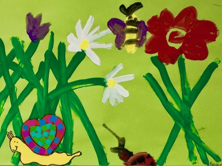 Colorful Springtime Elementary Art Project: Mosaic Heart Garden Snails ...